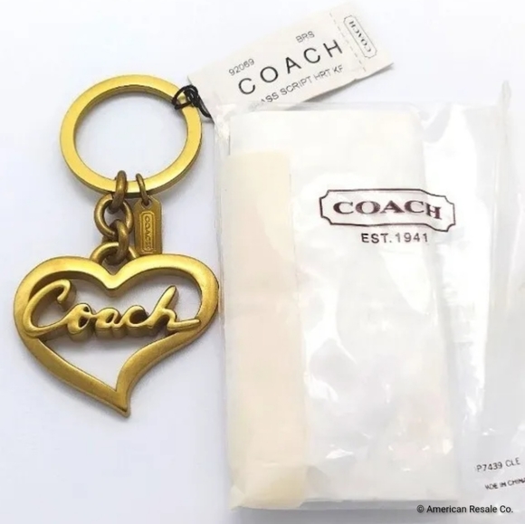 Coach | Accessories | Nwt Vintage Coach Brass Script Heart Keychain Fob ...